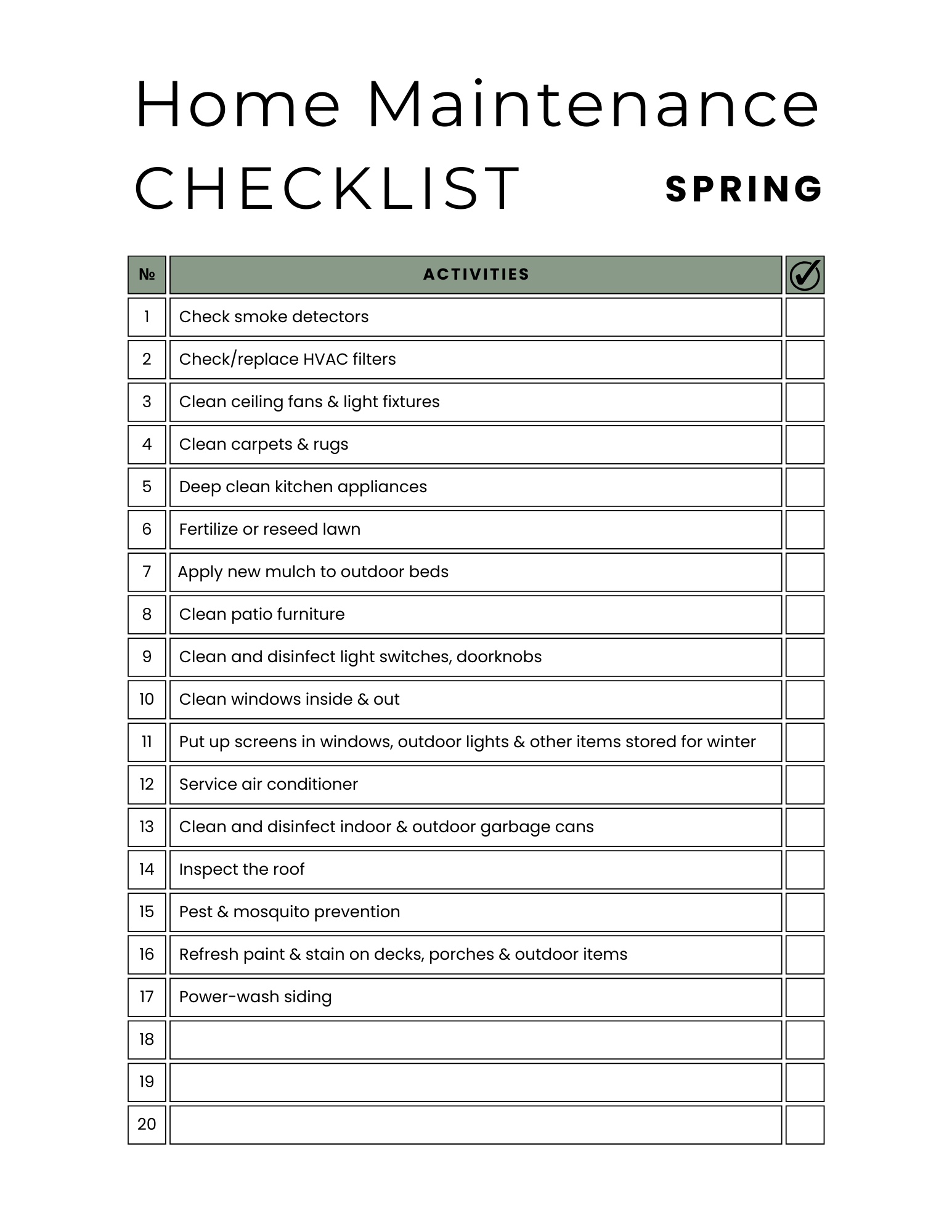 Spring Home Maintenance Checklist – A Small Life